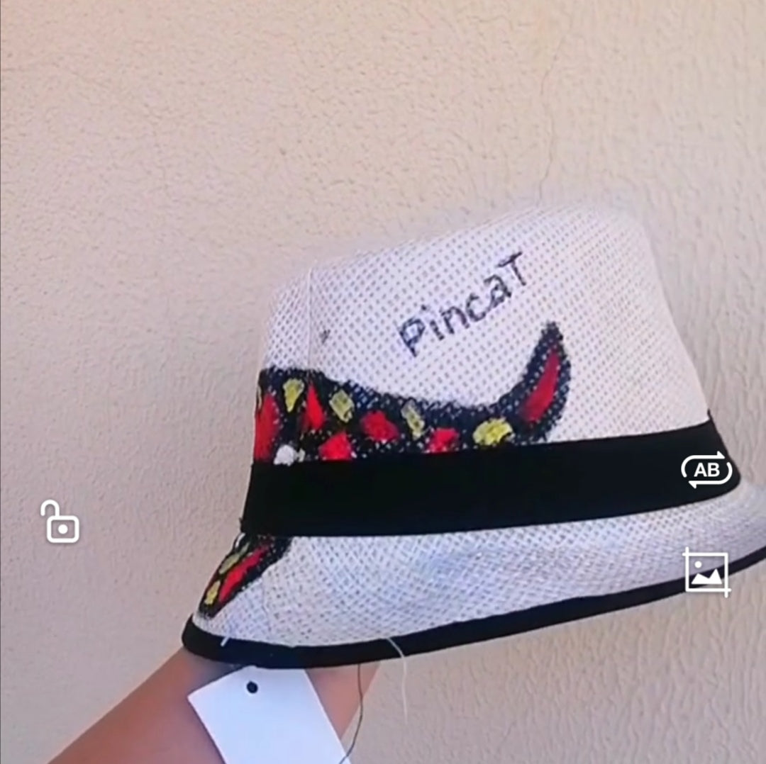 Straw hat hand painted snake – PinCat.online